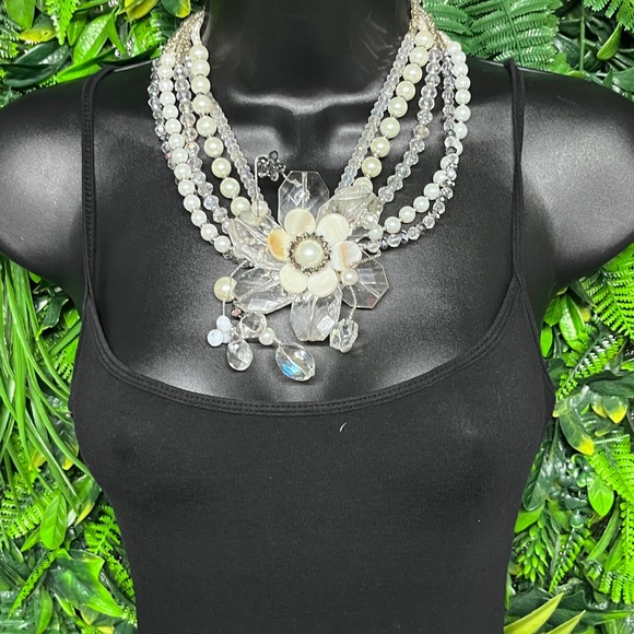 Unbranded | Jewelry | Multi Strand Statement Necklace Faux Pearl ...